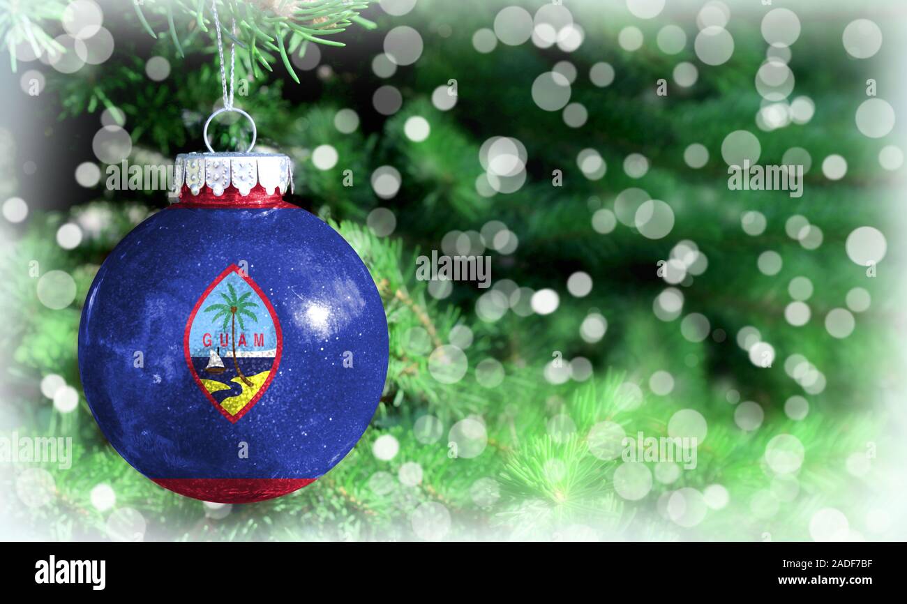 Christmas and New Year background with a flag of Guam Stock Photo - Alamy
