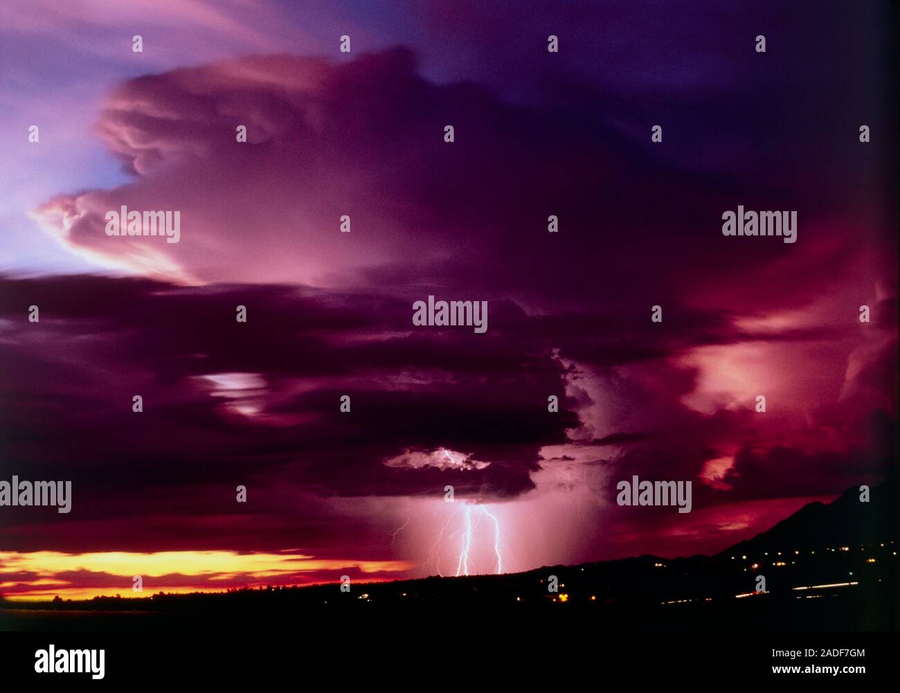 Thundercloud with lightning and rain, Tucson, Arizona, USA Stock Photo ...