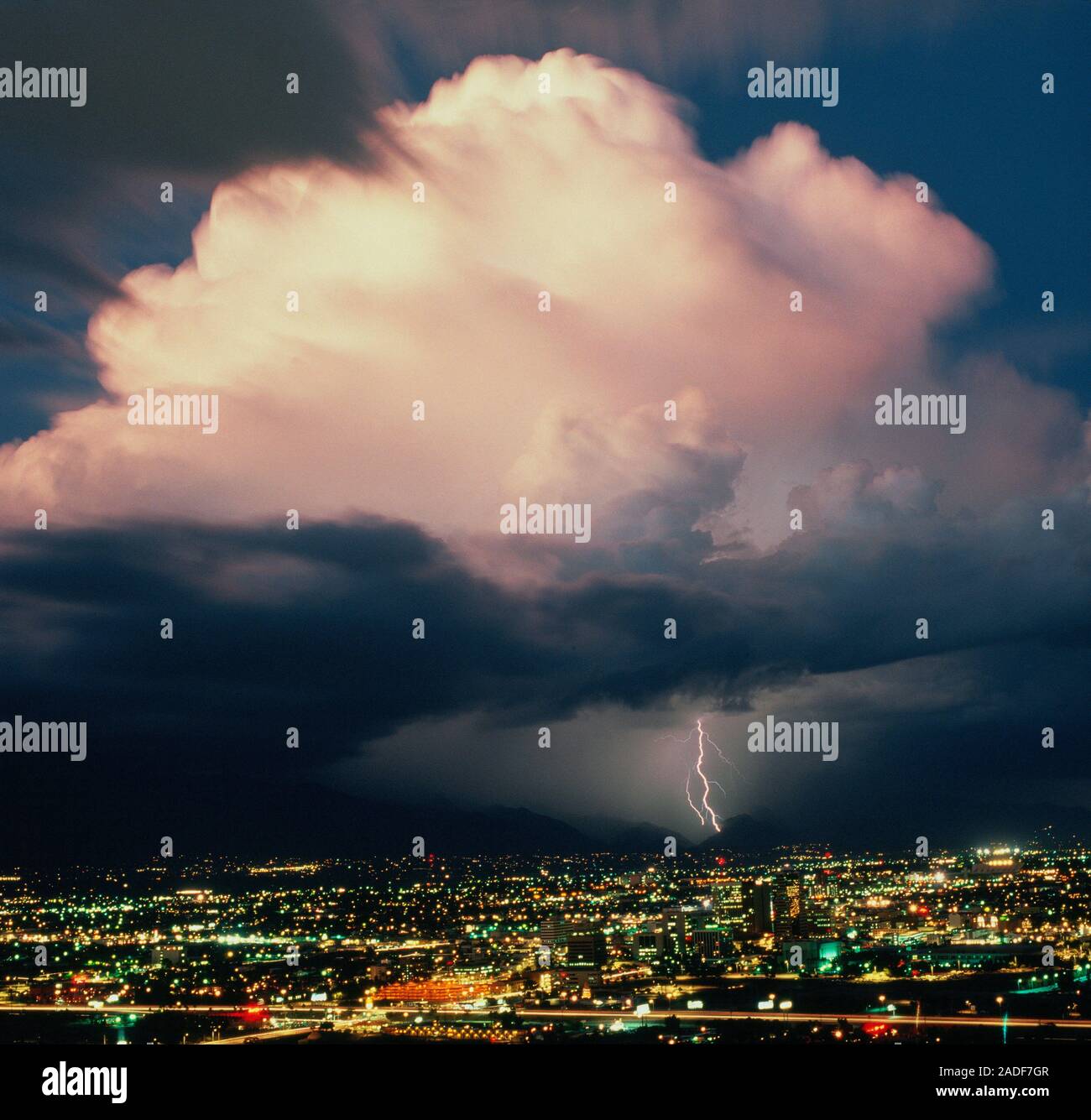 Thundercloud and lightning over Tucson, Arizona, USA Stock Photo - Alamy