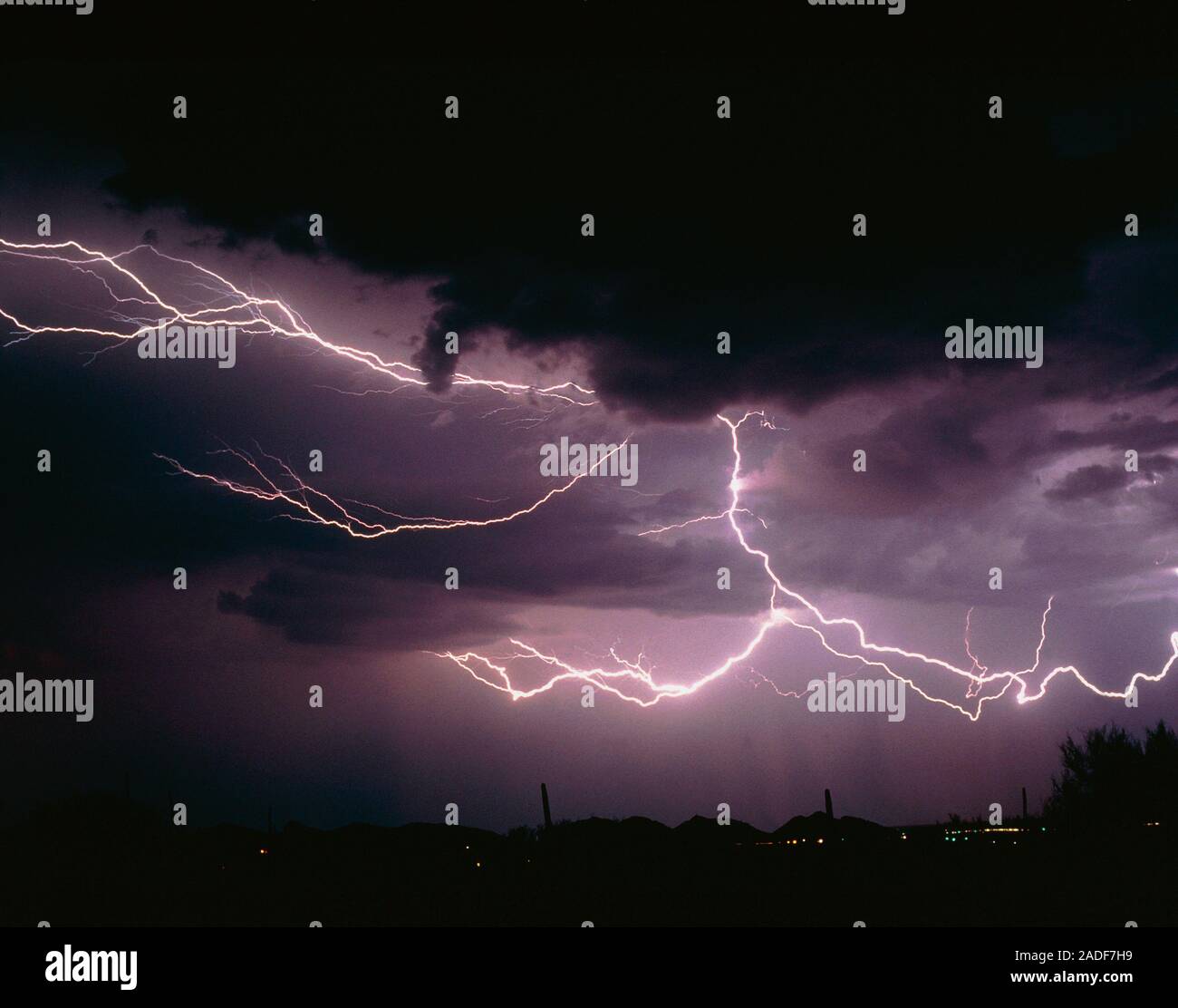 Cloud-to-cloud lightning. View of rarely-seen cloud base-to-cloud-base ...