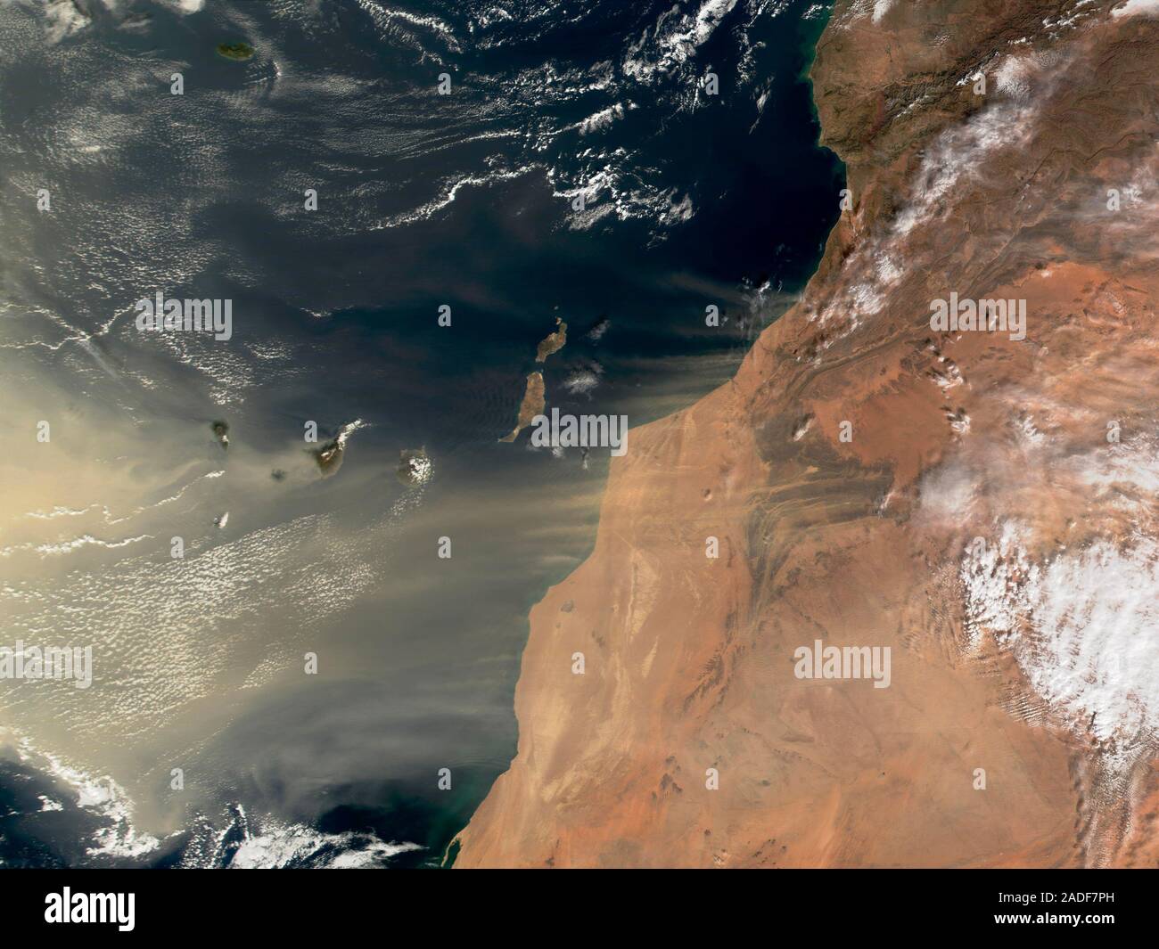 Sand storm. True-colour satellite image of a sand storm from the Sahara ...