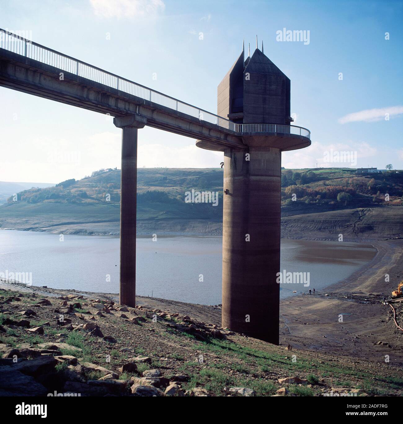 Reservoir drought. Base of a water tower revealed by the low water ...