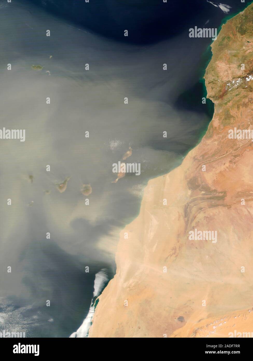 Sand storm. True-colour satellite image of a sand storm from the Sahara ...