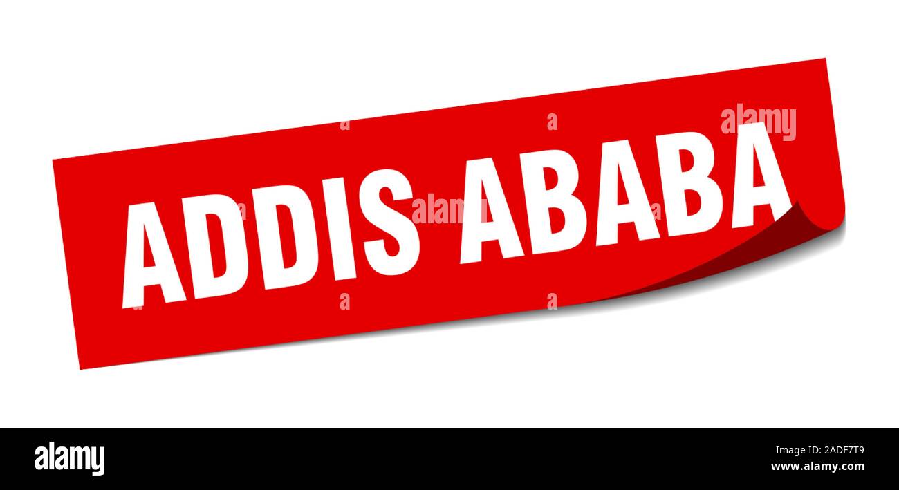 Addis Ababa sticker. Addis Ababa red square peeler sign Stock Vector ...