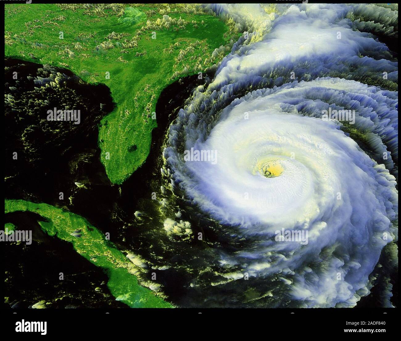 Hurricane Fran. Coloured satellite image of hurricane Fran approaching ...