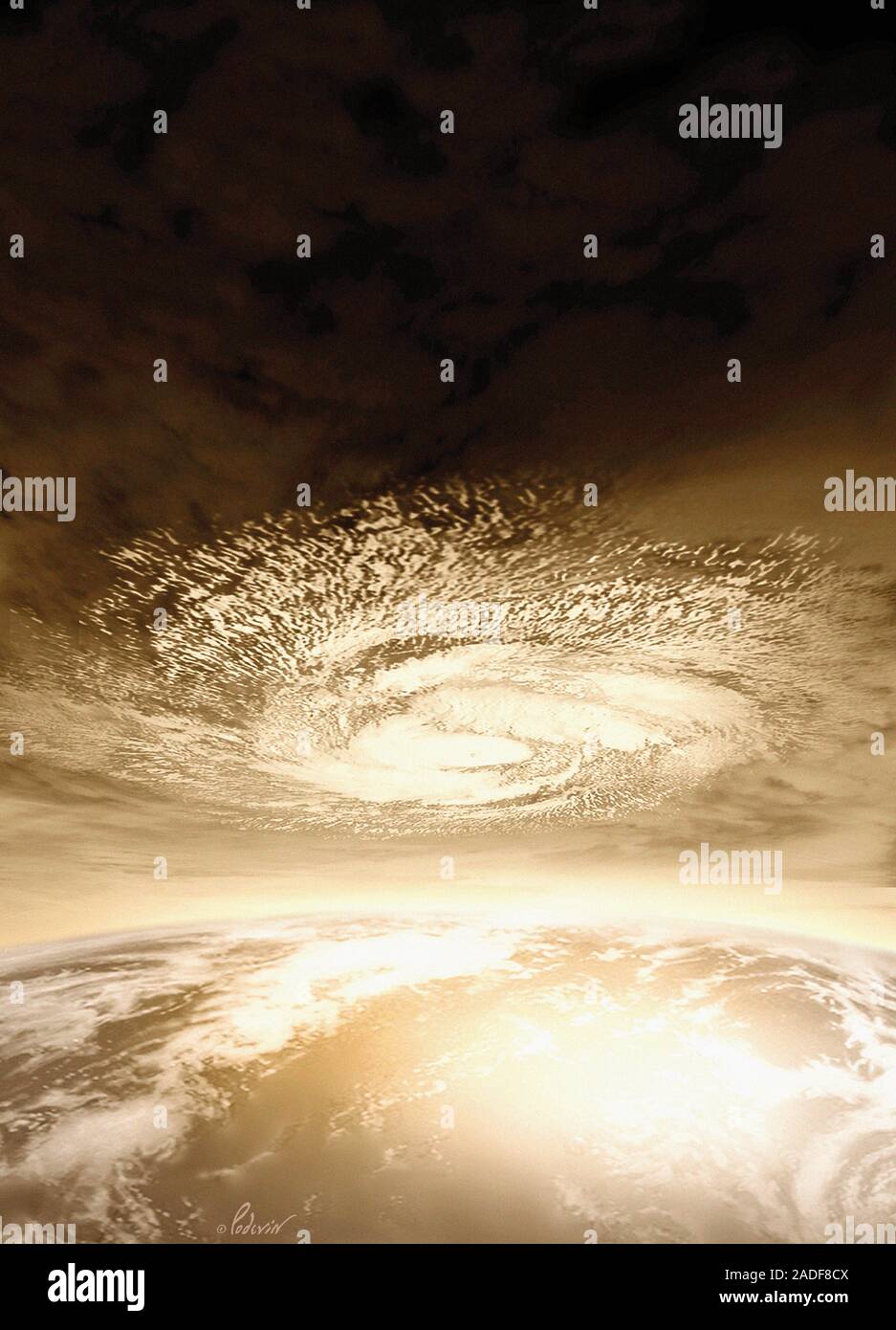 Eye of the storm. Conceptual computer artwork of a hurricane Stock ...