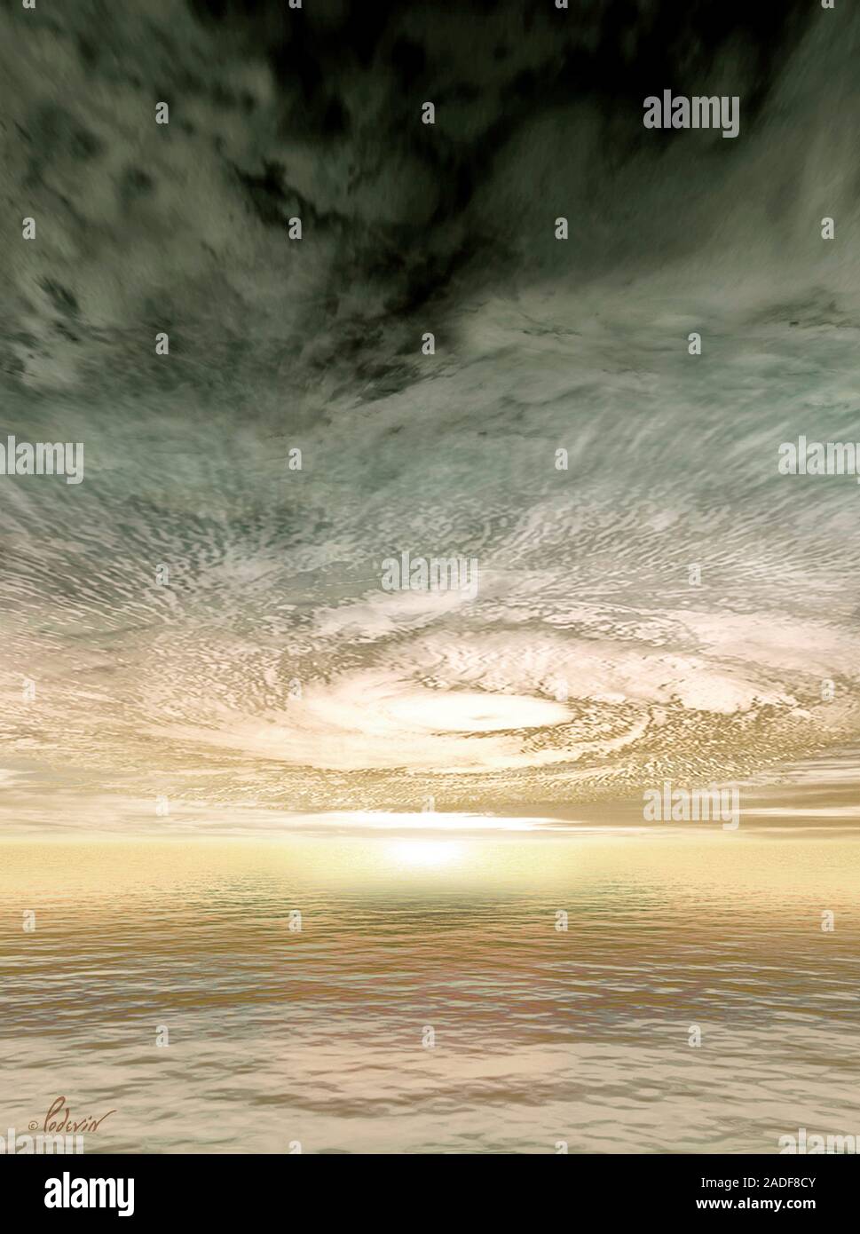 Eye of the storm. Conceptual computer artwork of a hurricane Stock ...