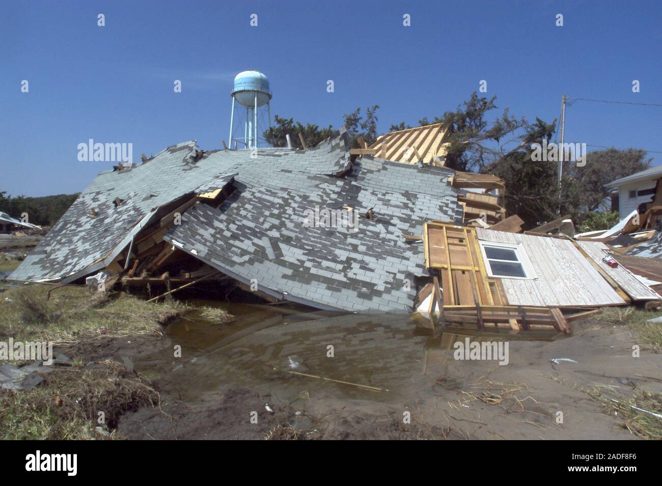 Hurricane damage. Building in Cape Hatteras Village, North Carolina ...