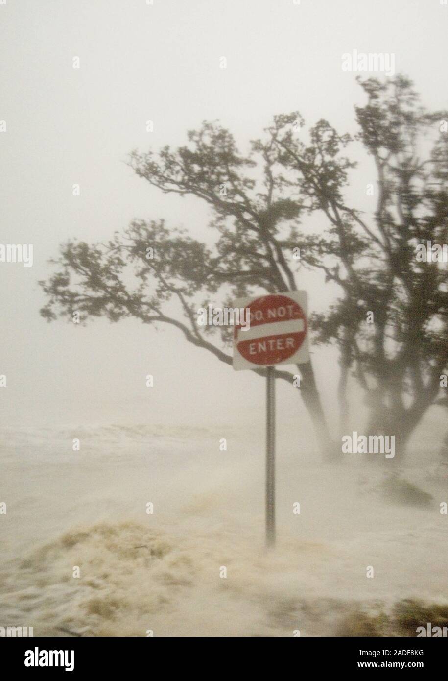 Hurricane Katrina lashing the coast at Gulfport, Mississippi, USA, on ...