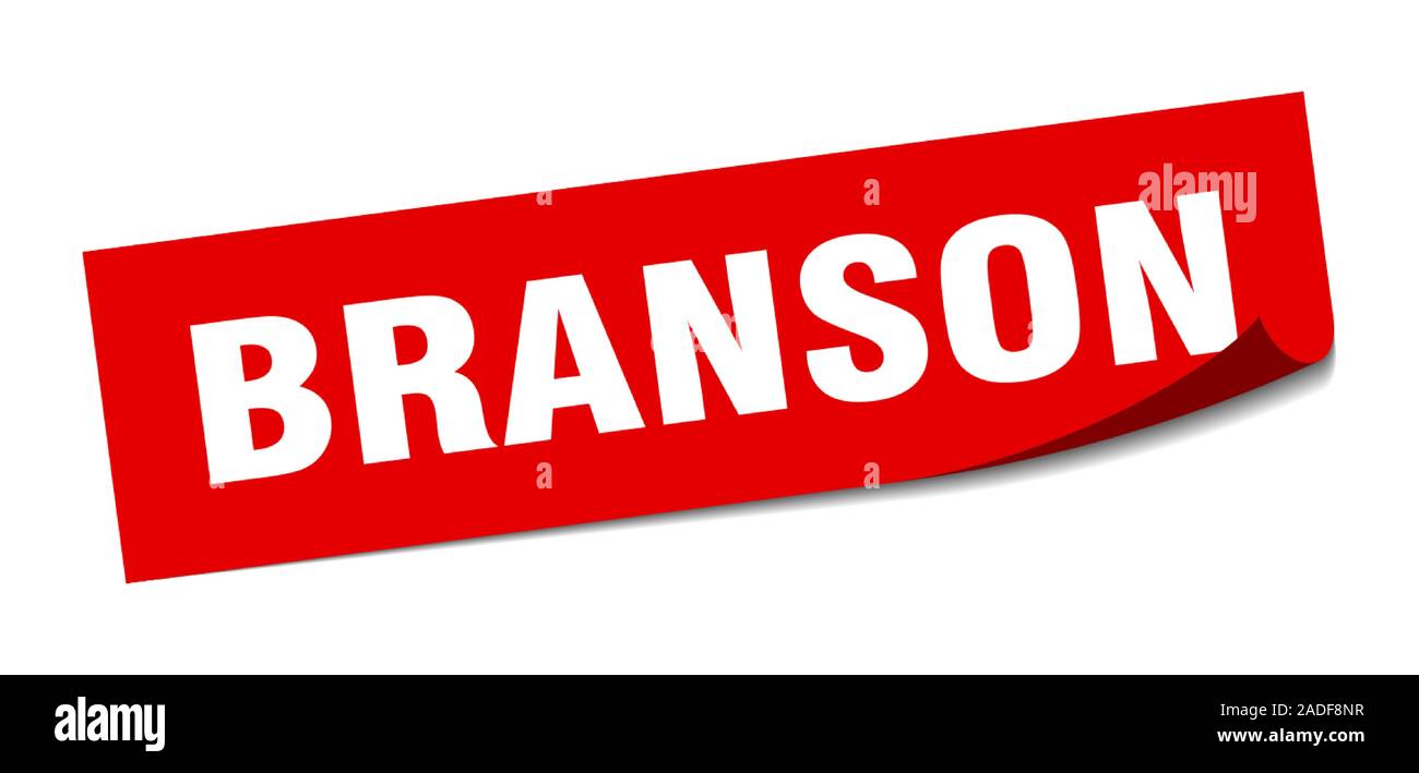 Branson sticker. Branson red square peeler sign Stock Vector Image ...