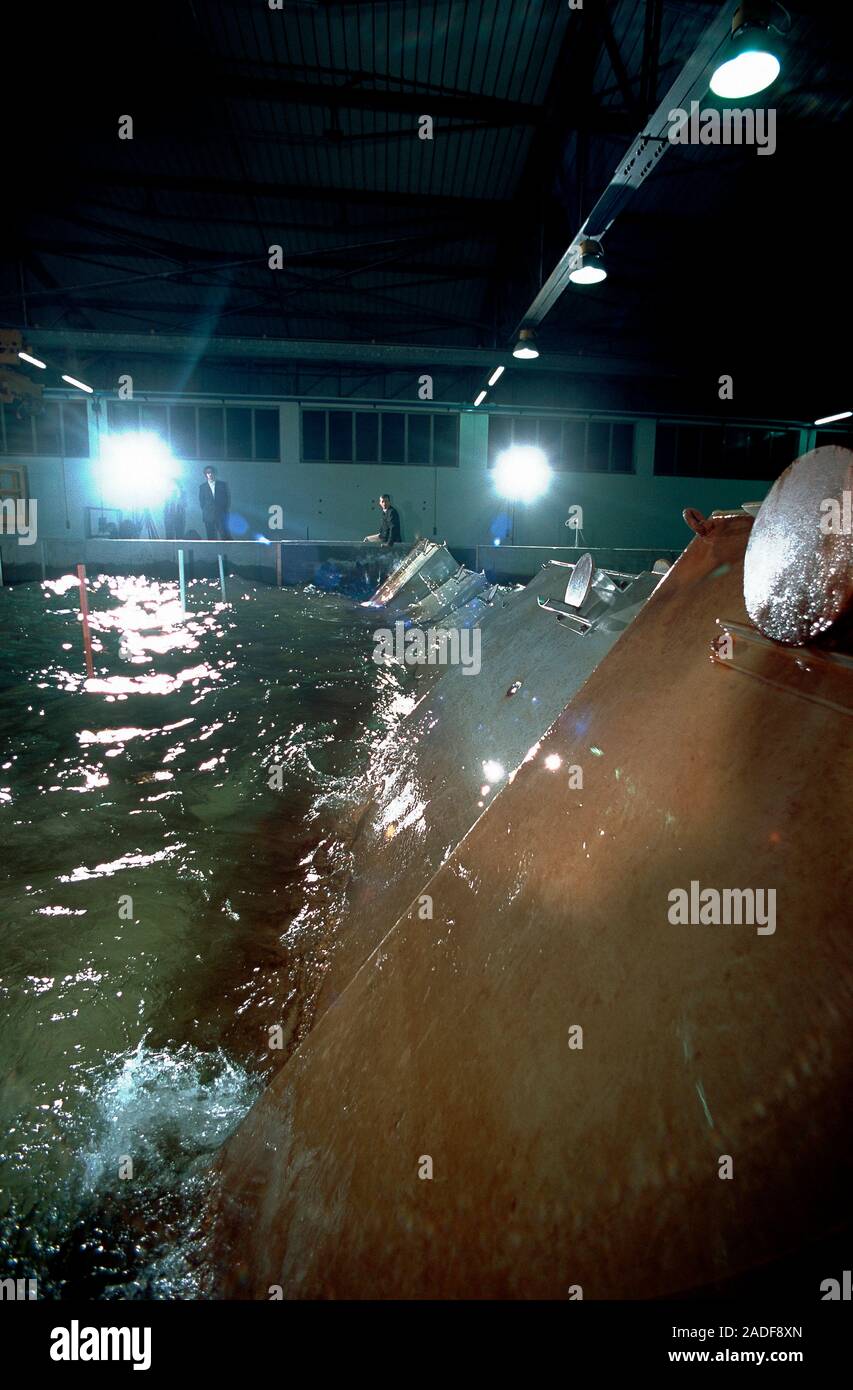 MOSE flood barrier model, Venice. The MOSE project is intended to ...