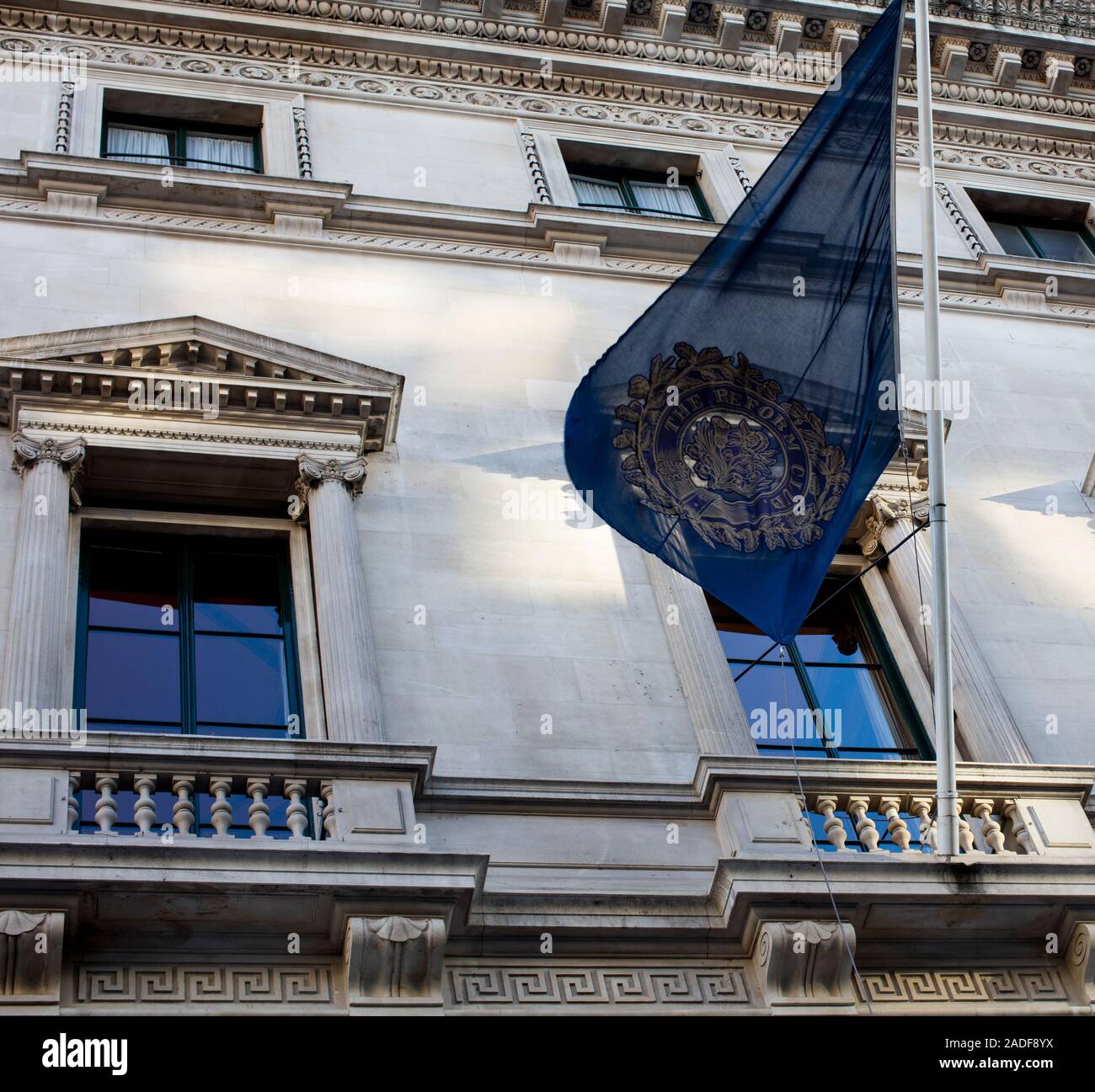 Exterior of the Reform Club, Pall Mall, London, showing the Reform flag ...