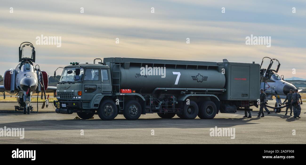 Gifu, Japan - Nov 10, 2019. Fuel tanker truck of Japan Air Self-Defence ...