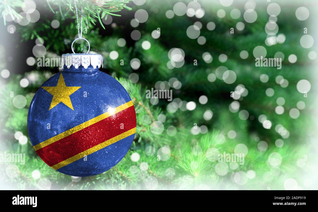 Christmas and New Year background with a flag of Congo Democratic Stock ...