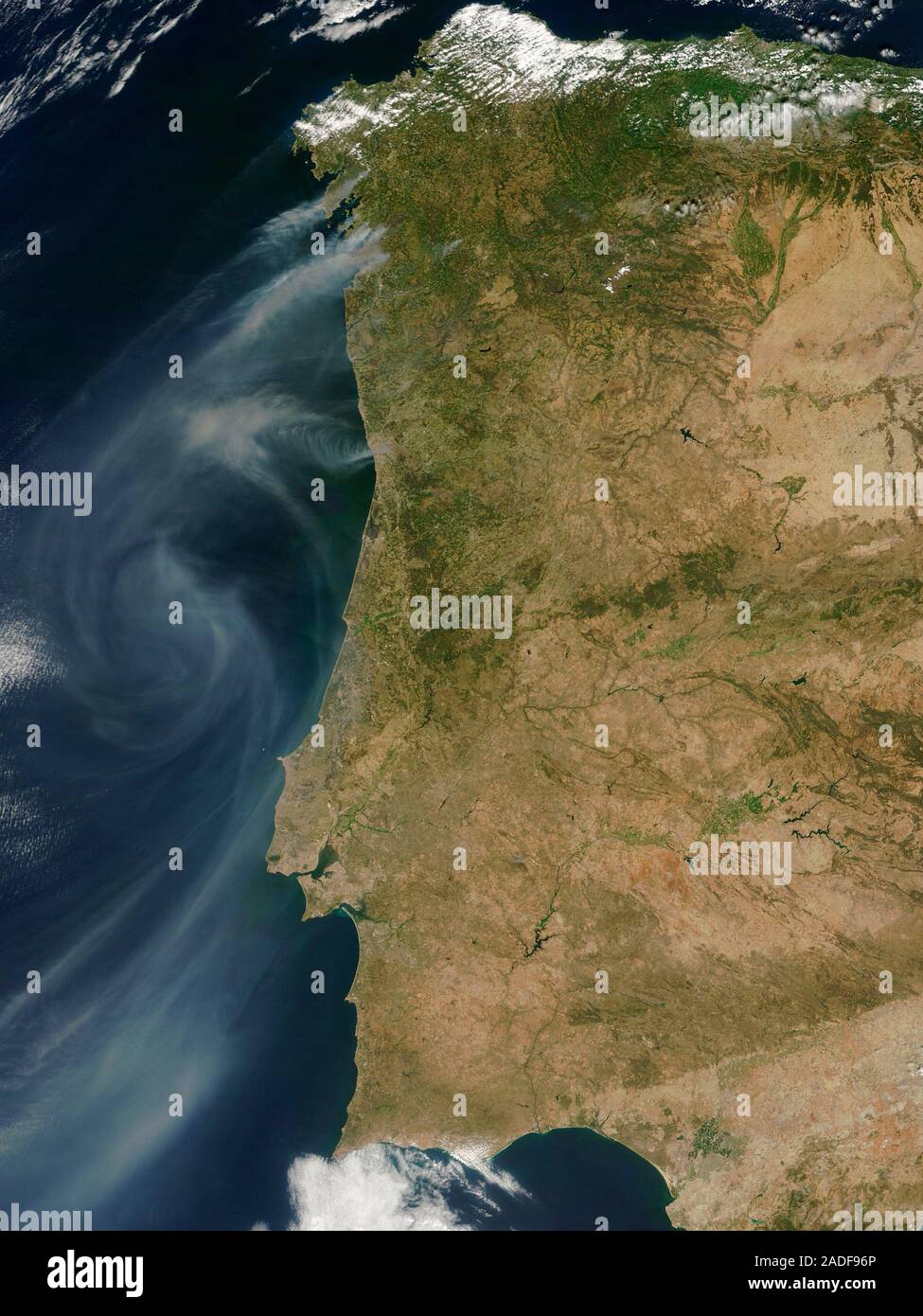 Wildfires. Satellite image of smoke plumes rising from wildfires in ...
