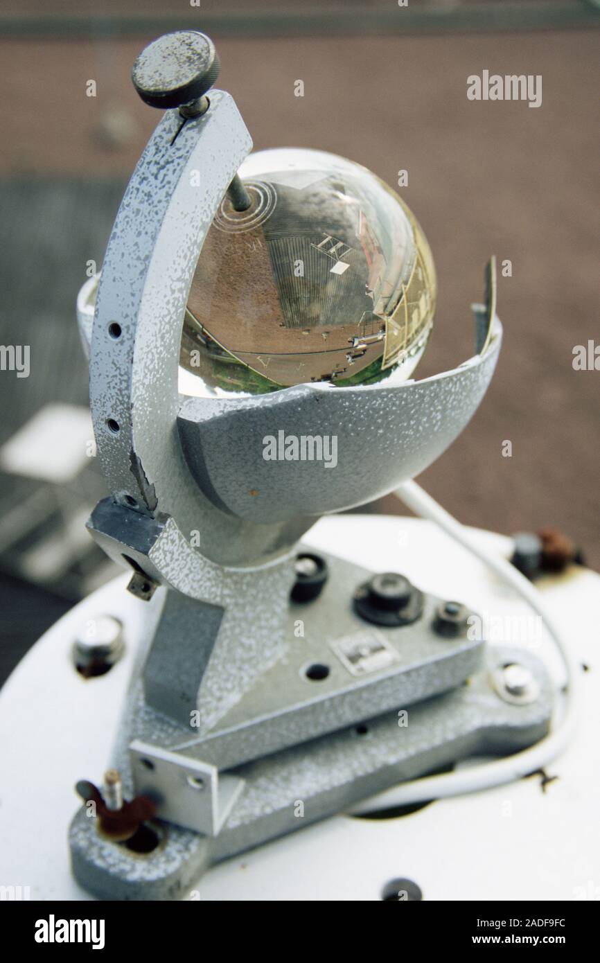 Campbell-Stokes sunshine recorder. This instrument design has been used ...