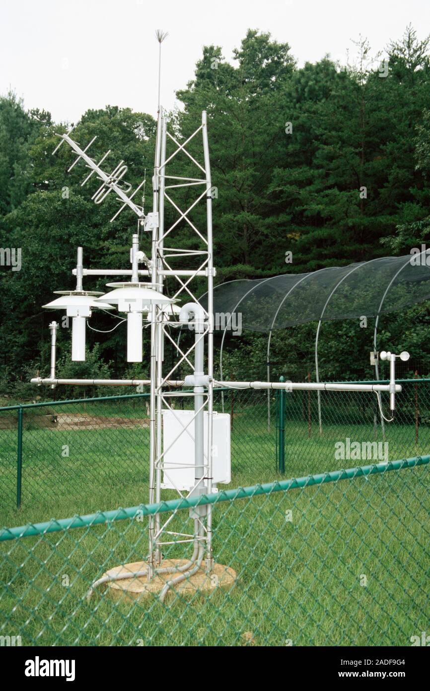 Automatic weather station. The instruments include an anemometer (far ...