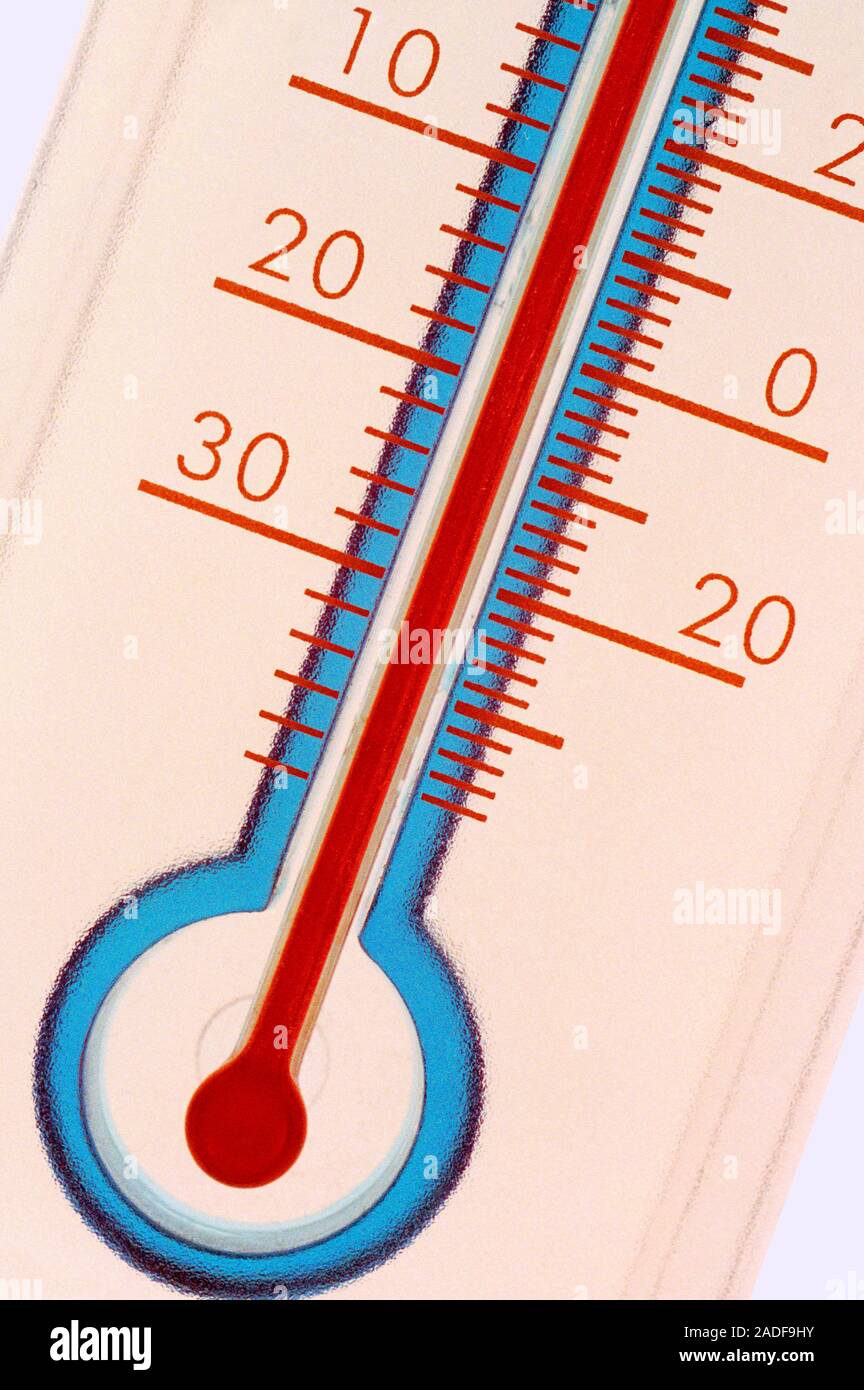 Thermometer. Glass bulb of a thermometer for measuring air temperature ...