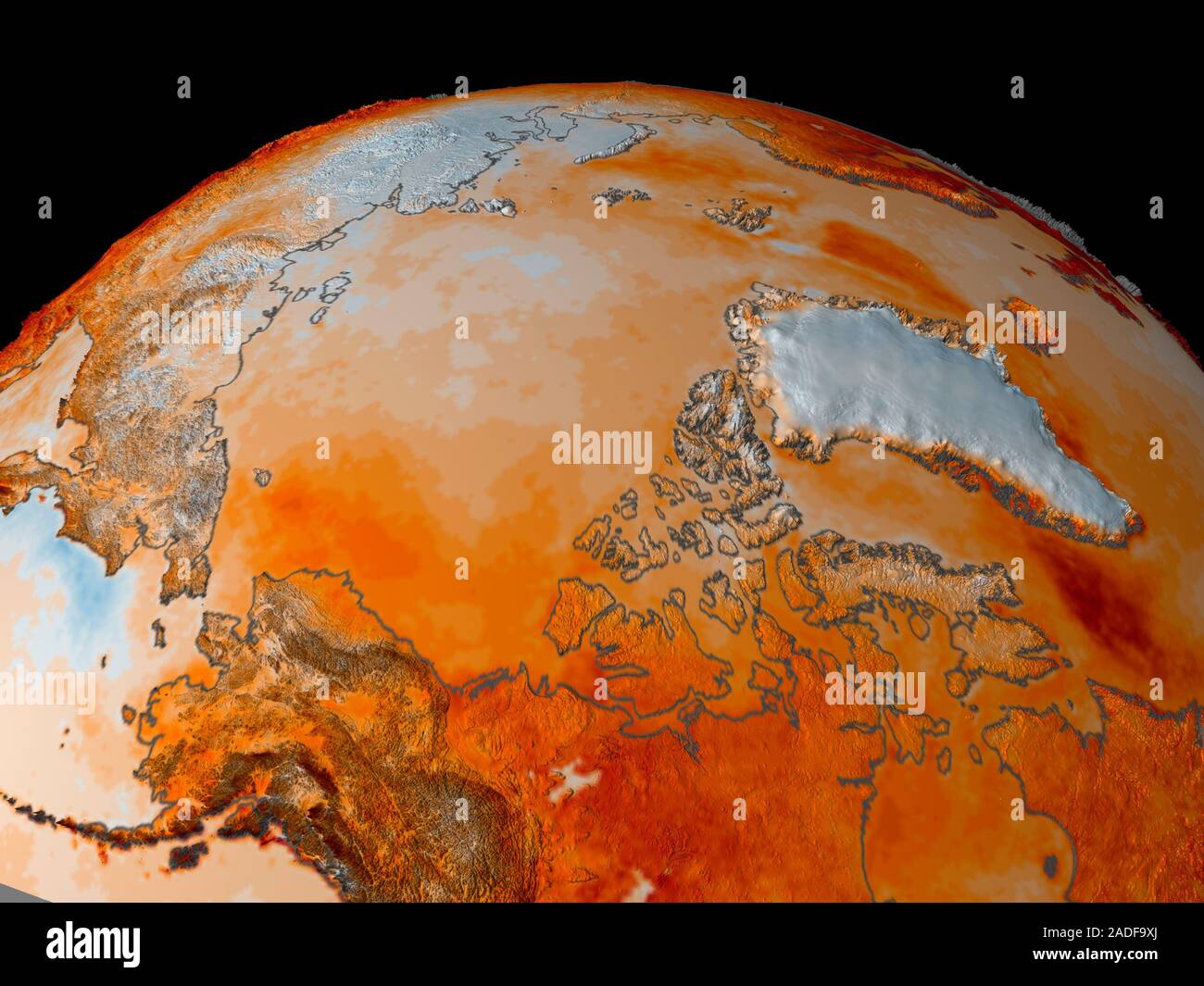 Arctic temperatures. Computer model showing the average surface ...