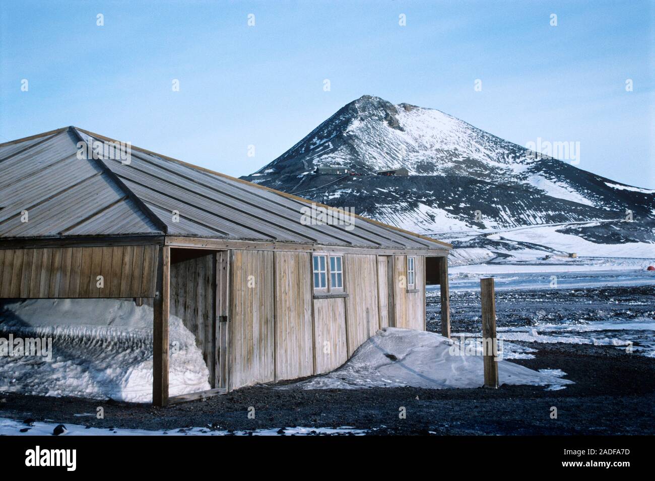 Scott's hut. This wooden hut was built by the British explorer Robert F ...