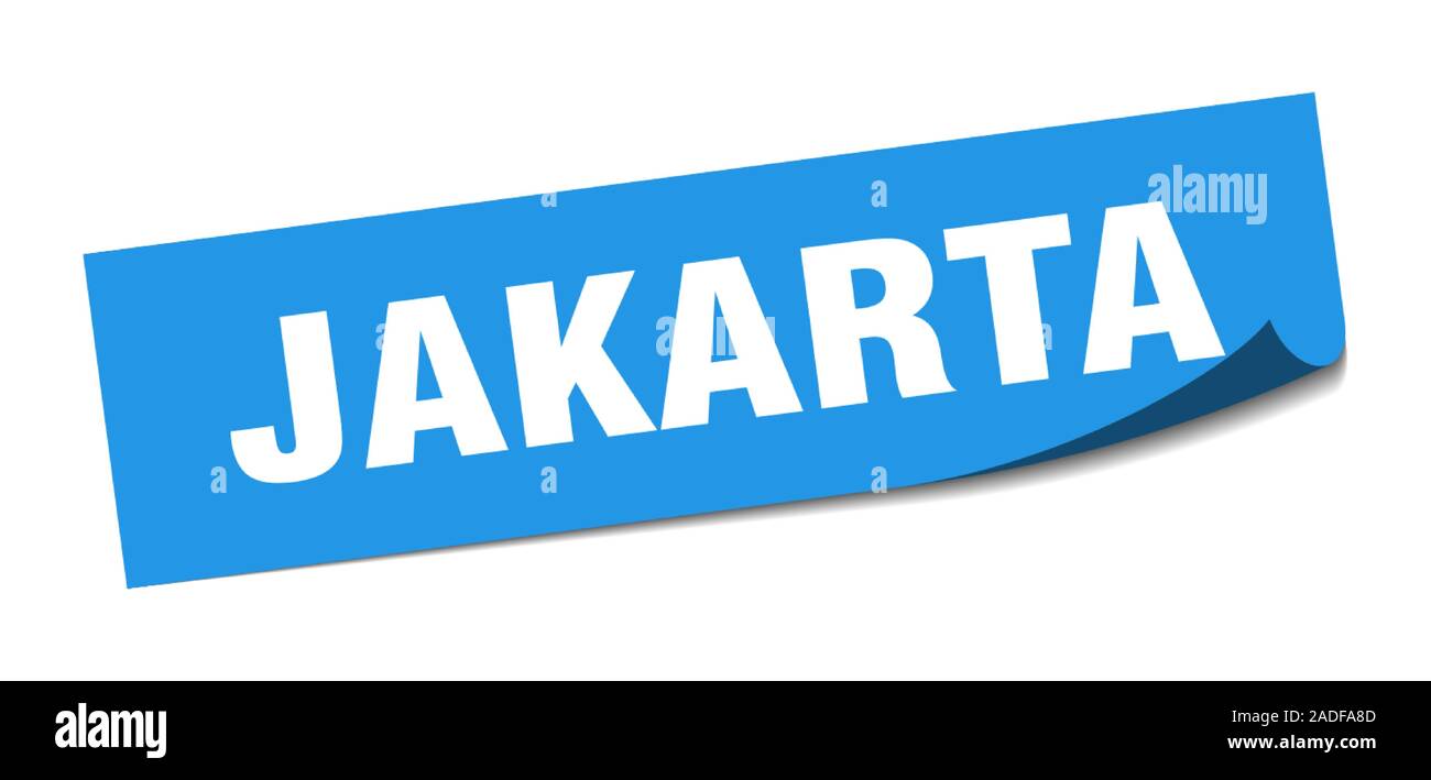 Jakarta sticker. Jakarta blue square peeler sign Stock Vector Image ...