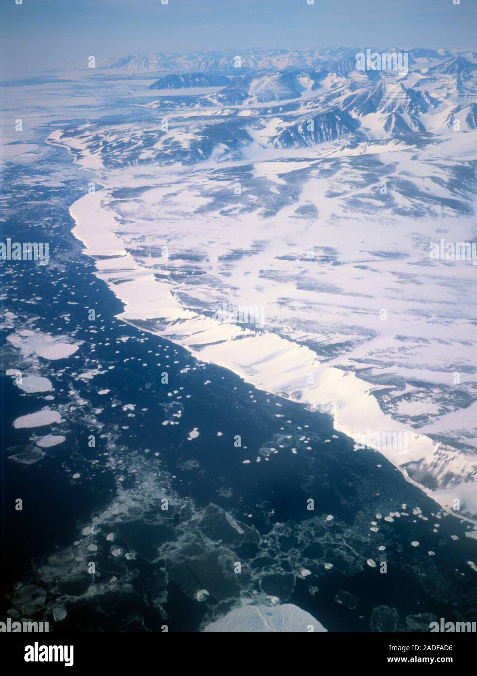 Ice floes. Ice floes near the coast of East Greenland, about 70 degrees ...