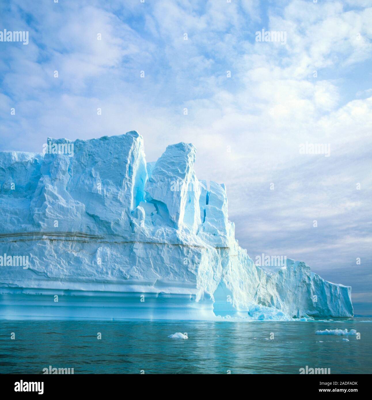 Iceberg. View of a large iceberg. Tall, steep- sided icebergs such as ...