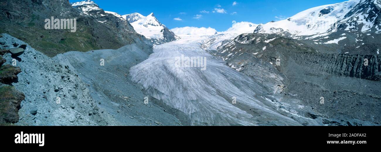 Retreating glacier. A glacier is a huge mass of ice formed of compacted ...