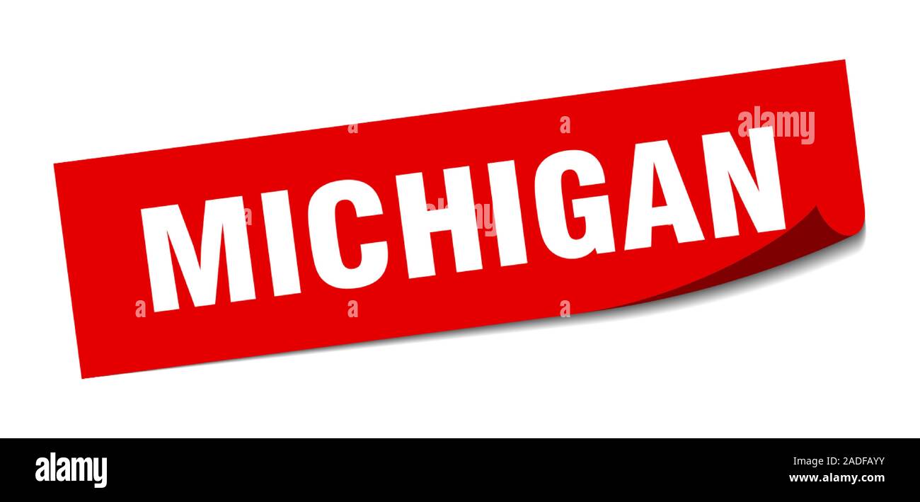 Michigan sticker. Michigan red square peeler sign Stock Vector Image ...