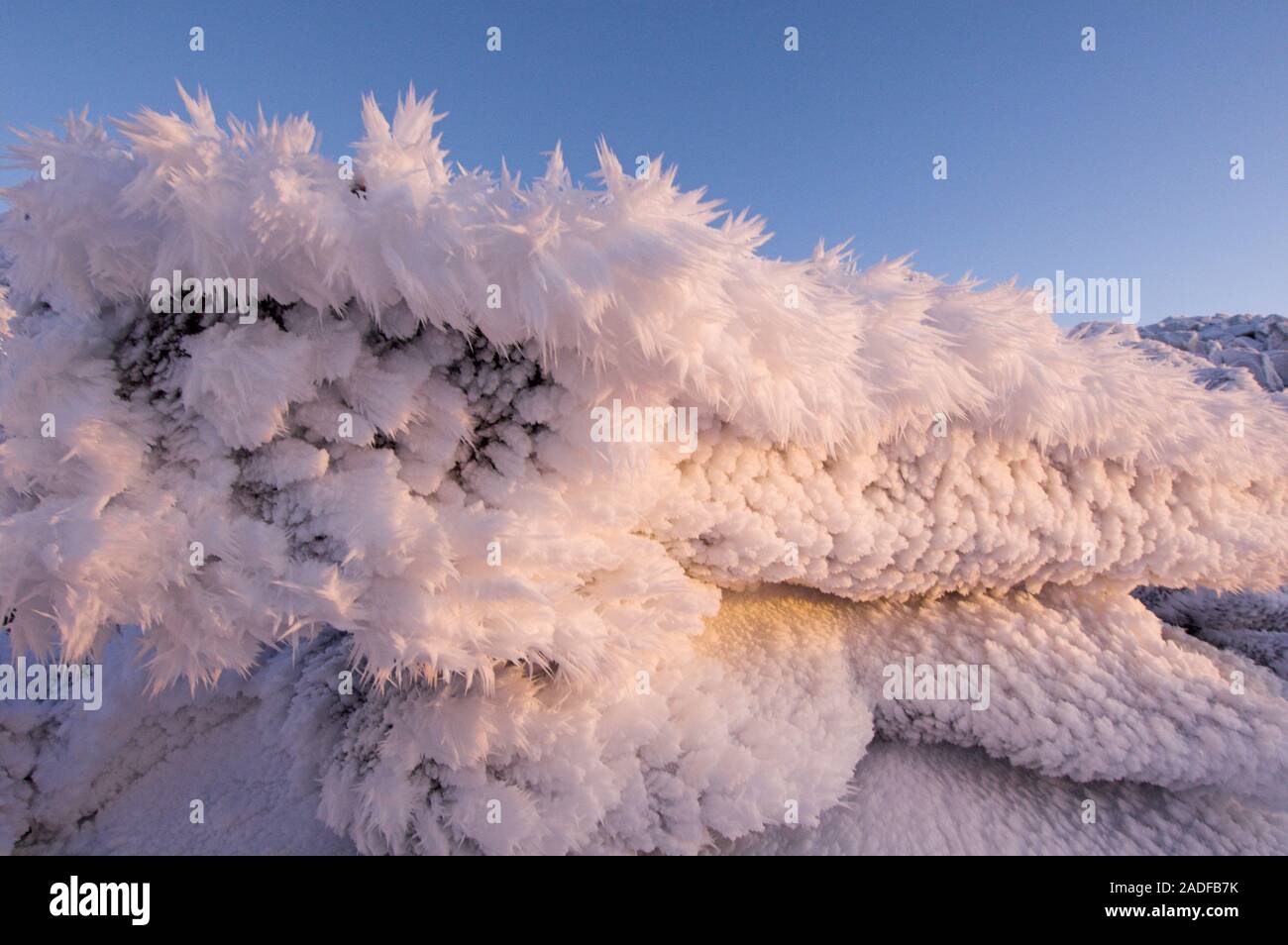 Ice feathers. These ice formations on granite boulders are also known ...