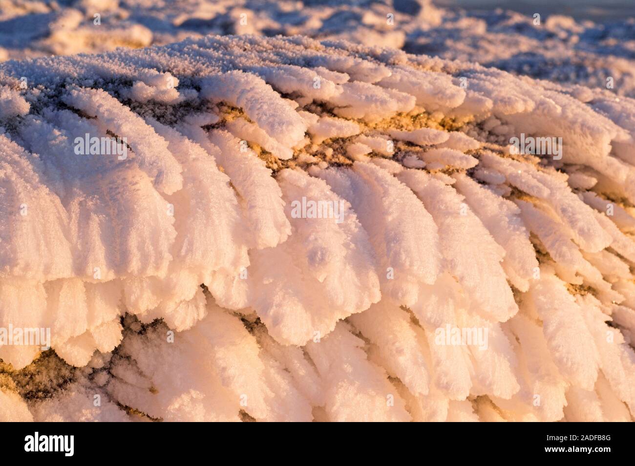 Ice feathers. These ice formations on granite boulders are also known ...