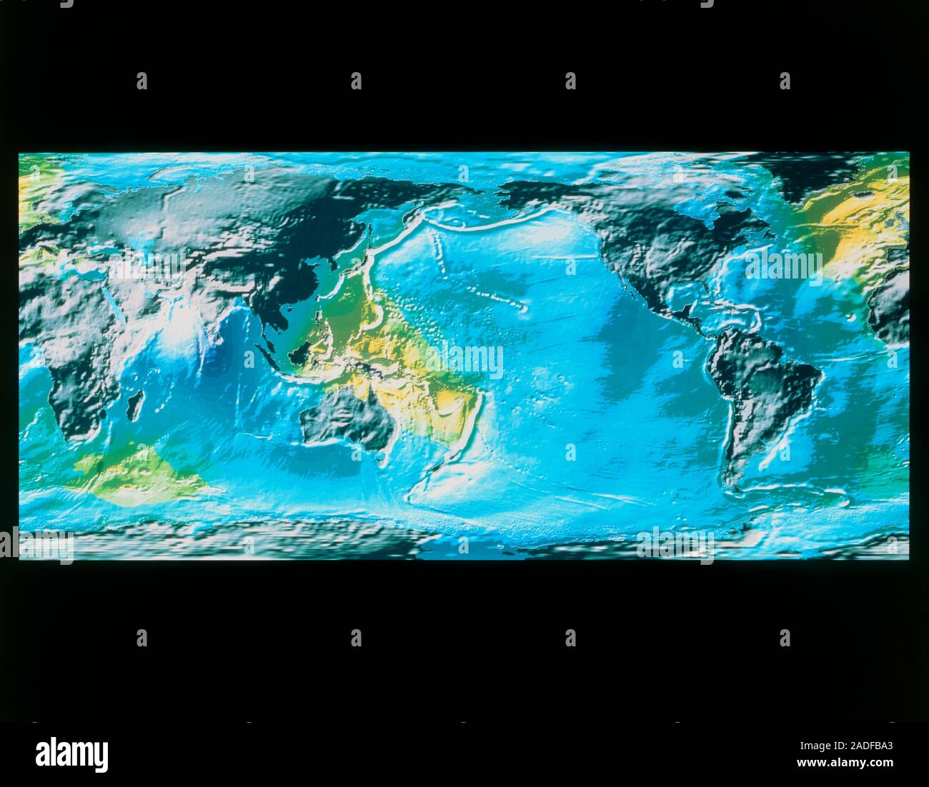 Global mean sea surface height. Map of the world, showing local mean ...