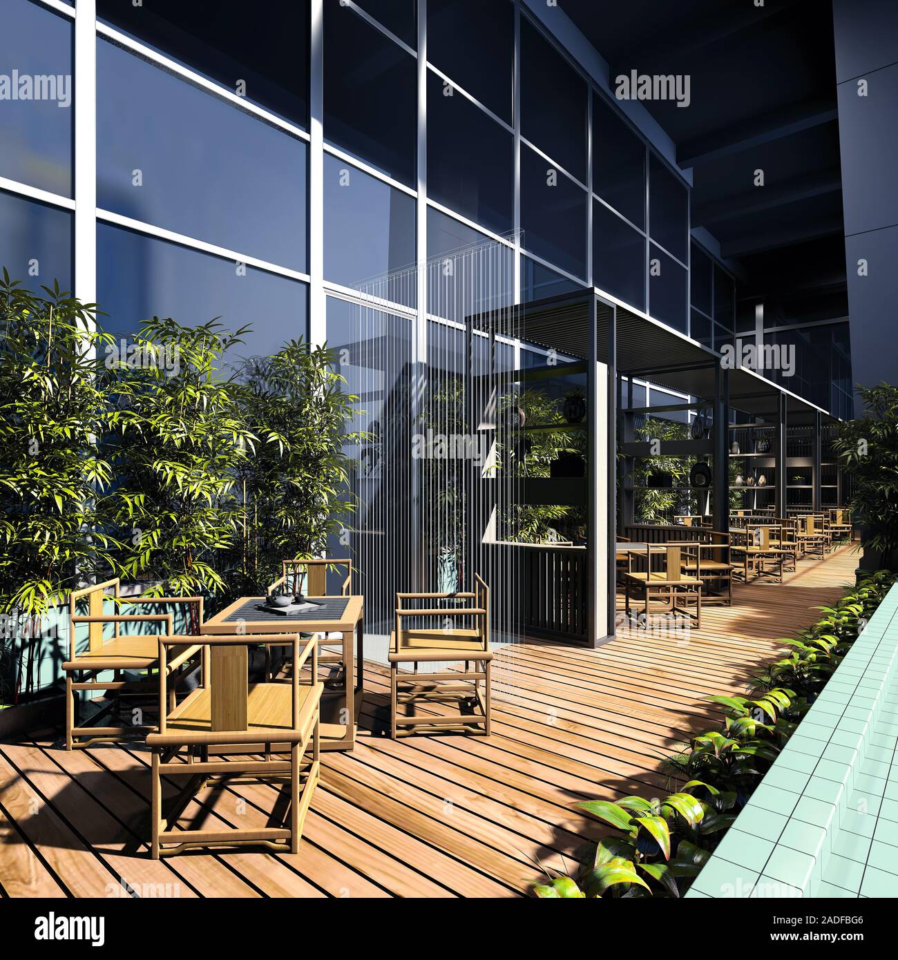 3d render modern cafe restaurant Stock Photo - Alamy