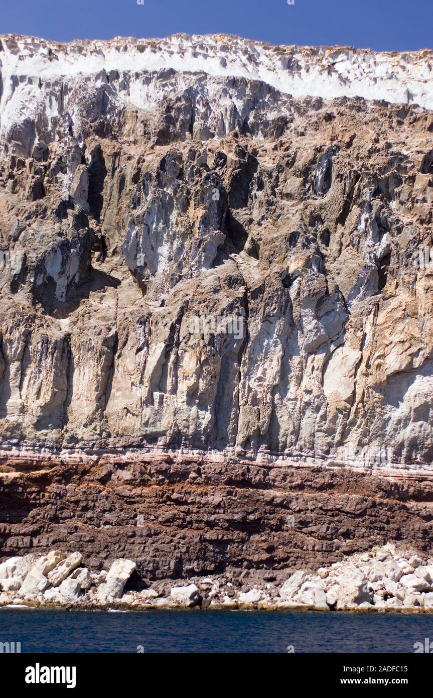 Coastal cliffs on Guadalupe Island, Mexico. Guadalupe is a volcanic ...