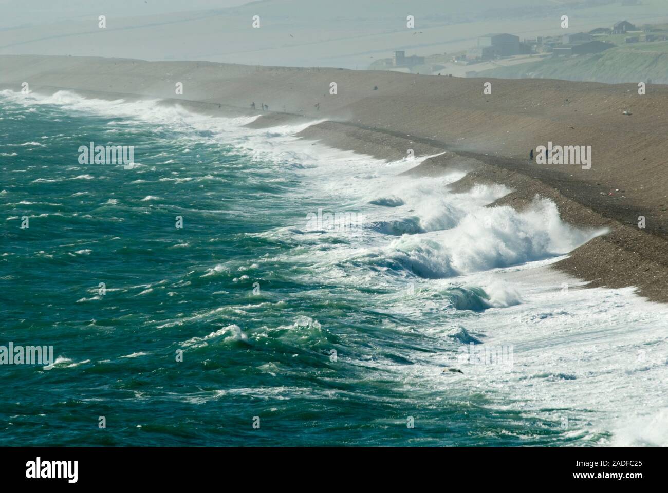 Chesil beach in Dorset, UK. Chesil beach is a depositional pebble ...