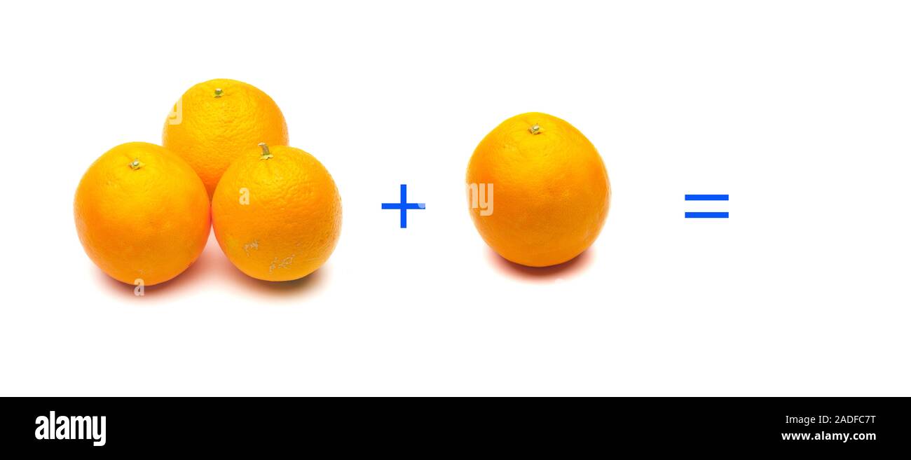mathematical operations with oranges; Orange very healthy fruit full of ...