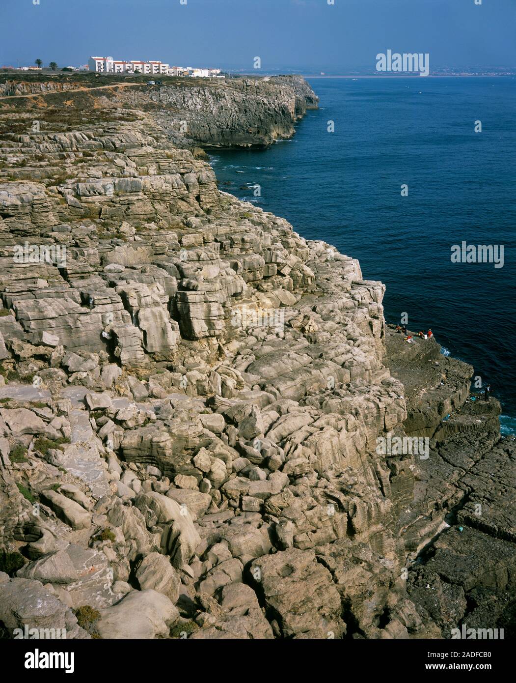 Eroded limestone cliffs at a coast. Limestone is a carbonate ...