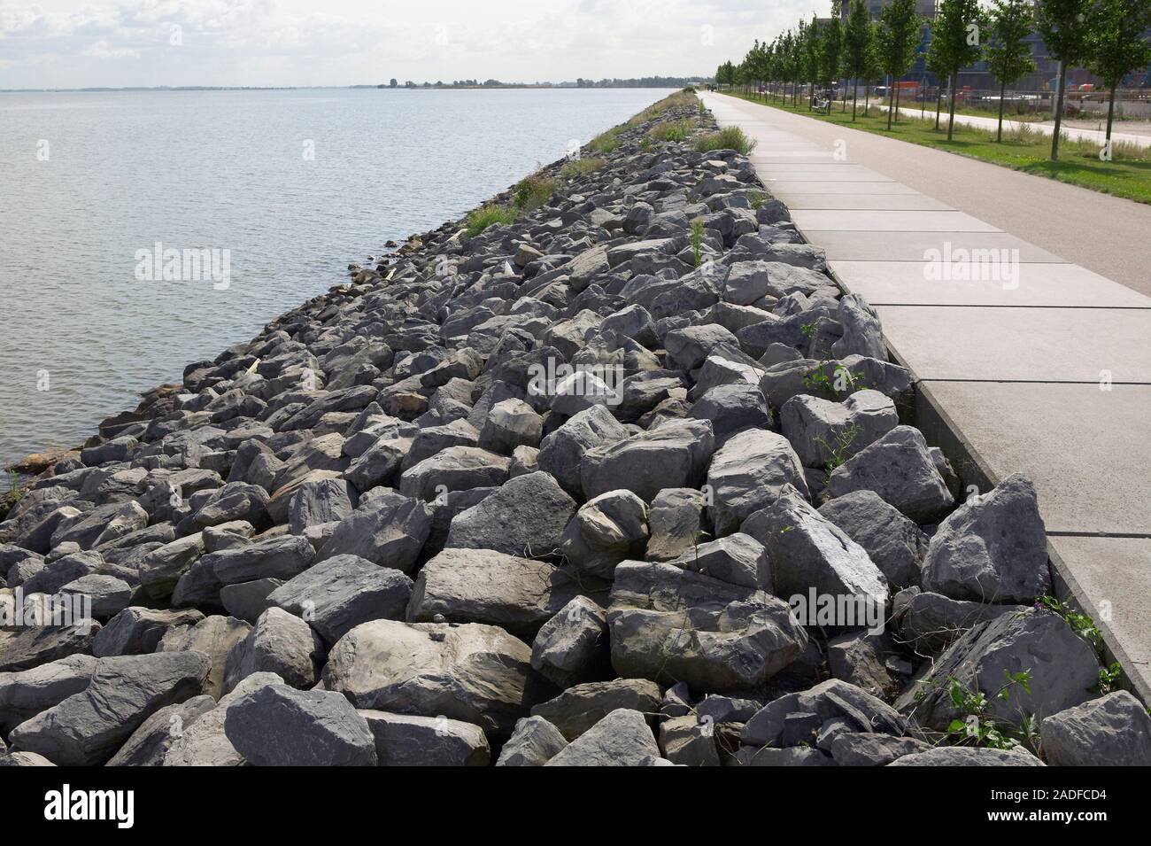 Coastal sea defences, which help prevent coastal erosion. Photographed ...