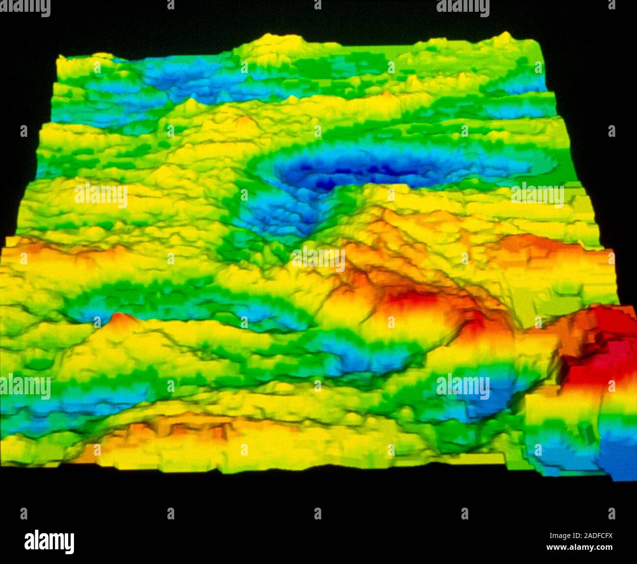 Mid-ocean ridge. Image of the ocean floor showing part of a rift ...