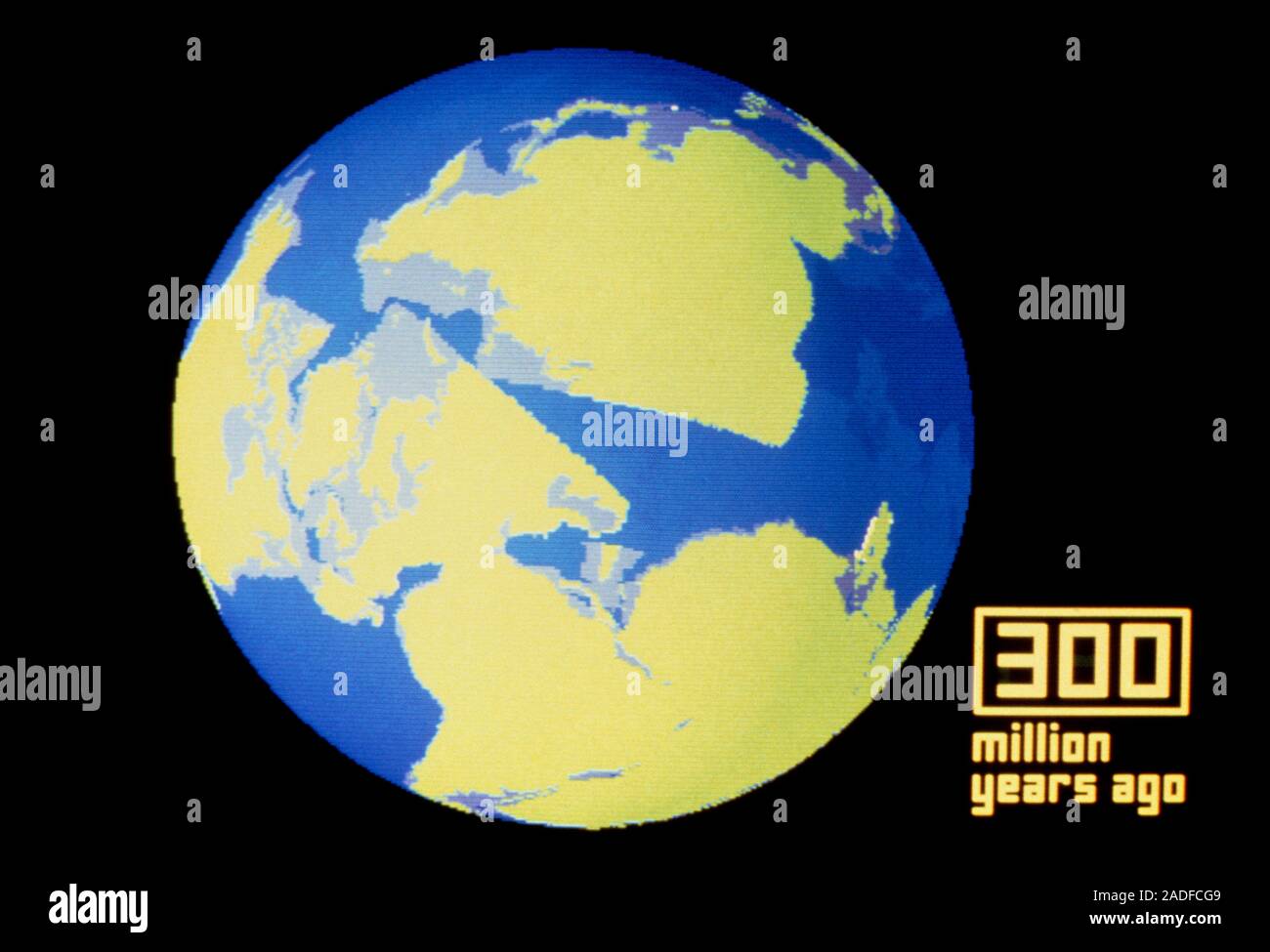 Computer graphic representation of continental drift, showing the ...