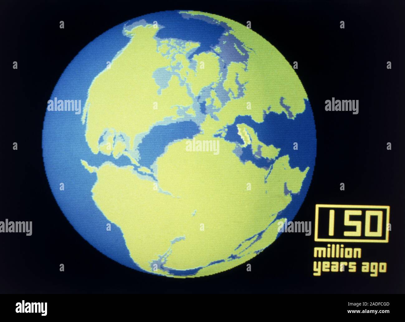 Computer graphic representation of continental drift, showing the ...