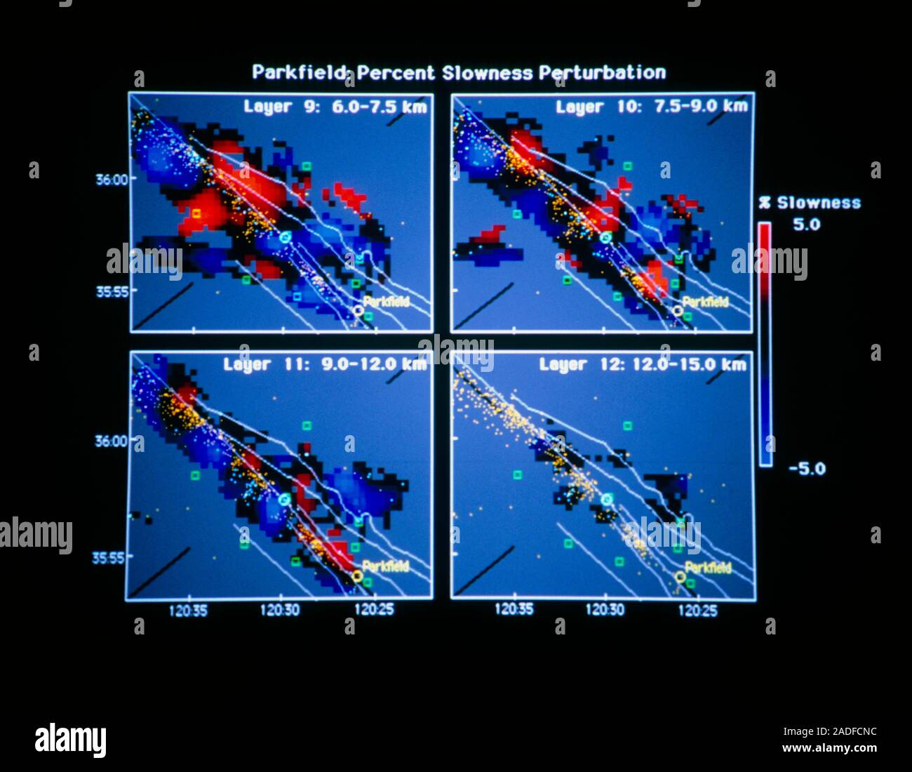 Seismic tomogram of the San Andreas fault at Parkfield, central ...