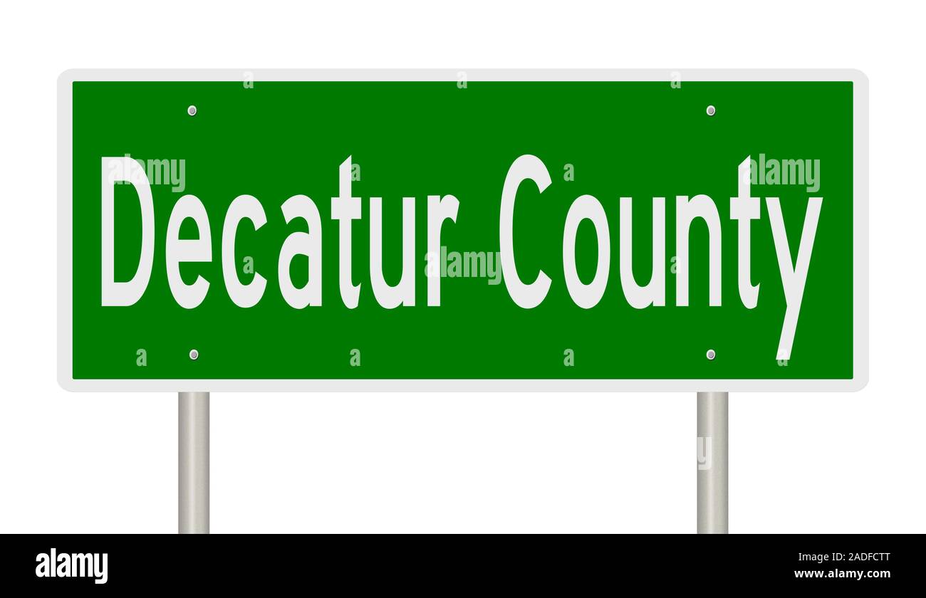 Rendering of a 3d green highway sign for Decatur County Stock Photo - Alamy