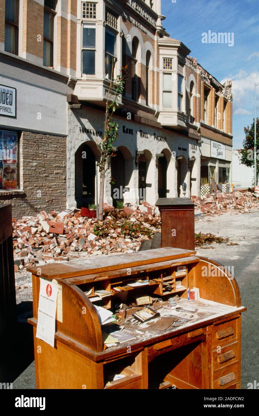 Earthquake damage. Damaged buildings after an earthquake. Rubble lies ...