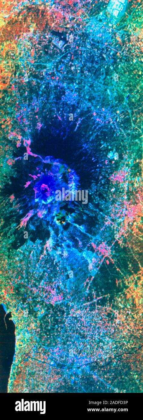 False-colour infrared image of Mount Vesuvius and its surroundings ...