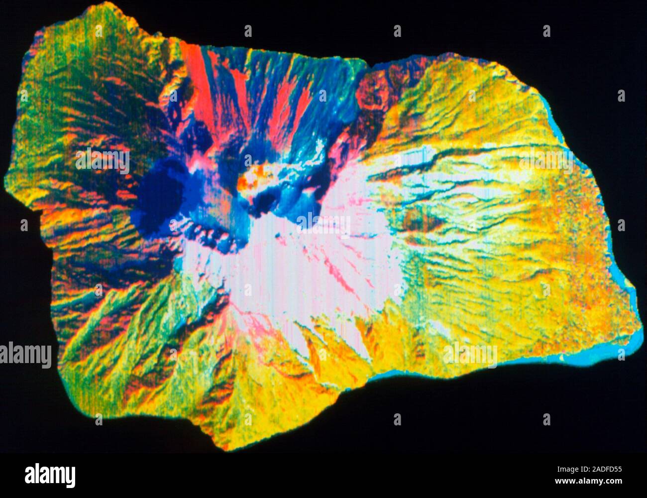 False-colour infrared image of Isola Stromboli, made by an aircraft ...