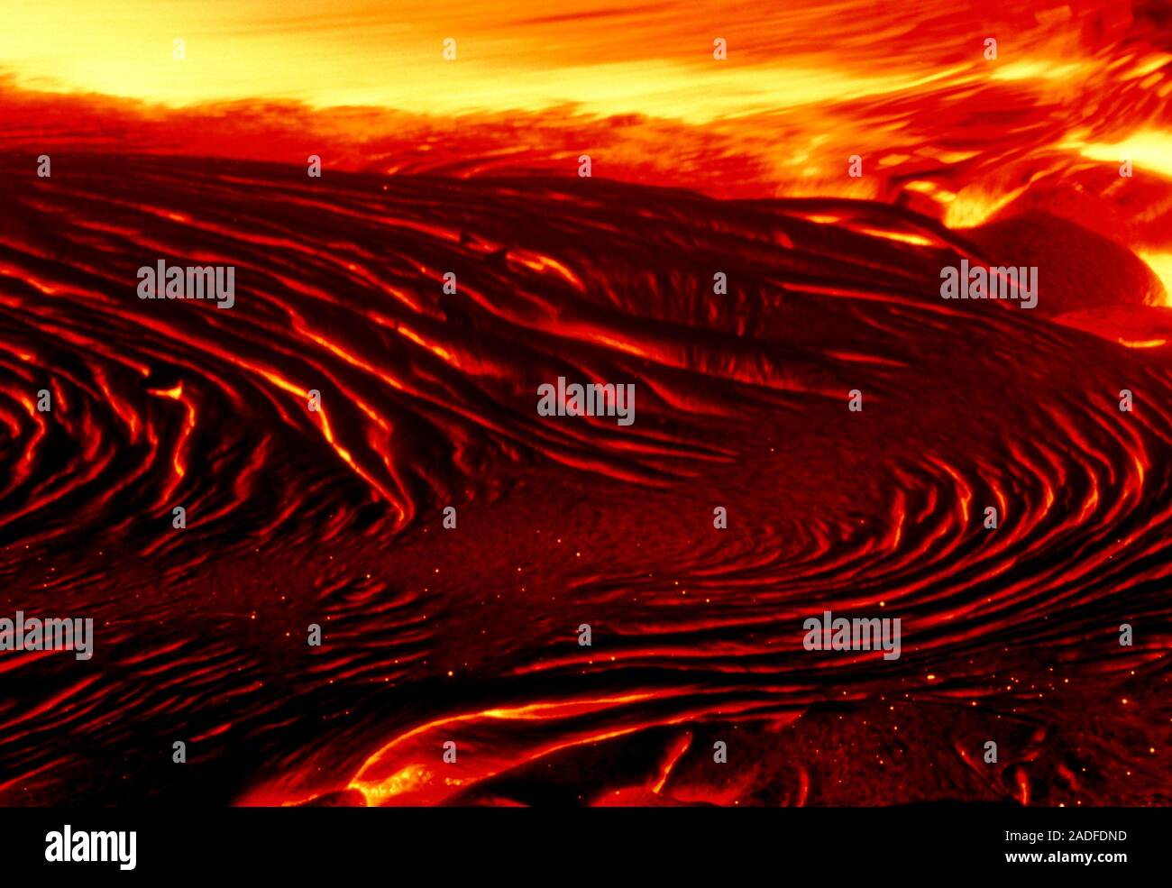Pahoehoe lava. Pahoehoe lava flow from the Kilauea Volcano, Hawaii, USA ...