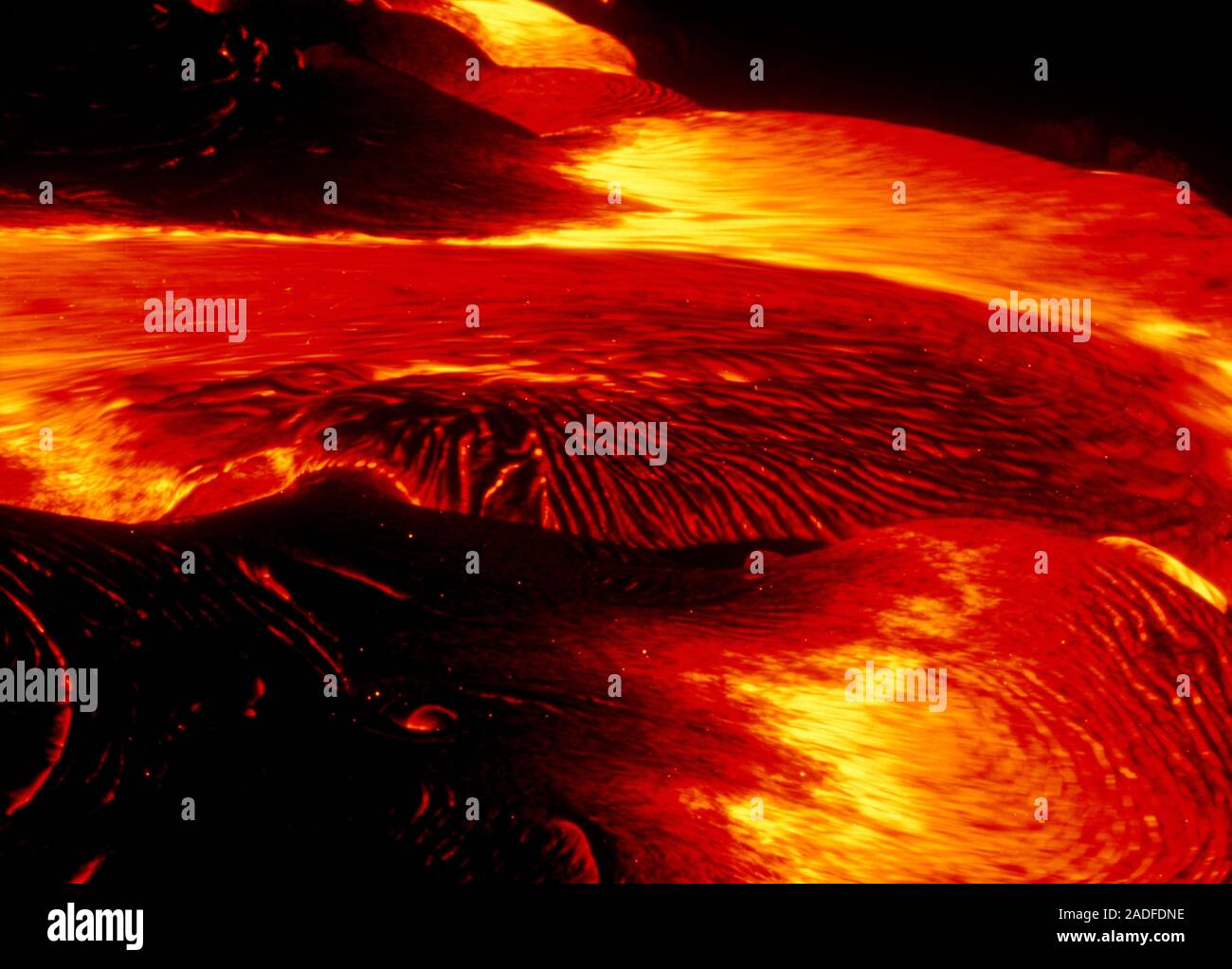 Pahoehoe lava. Pahoehoe lava flow from the Kilauea Volcano, Hawaii, USA ...