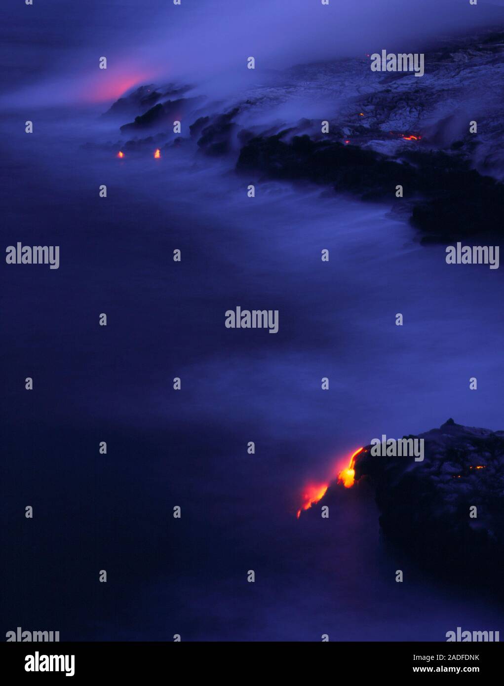 Pahoehoe lava. Flow of pahoehoe lava from Kilauea Volcano, Hawaii, USA ...