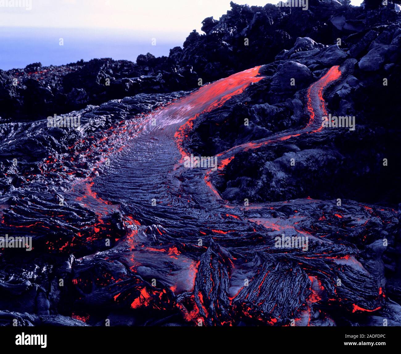 Pahoehoe lava. Pahoehoe lava flow from Kilauea Volcano, Hawaii, USA ...